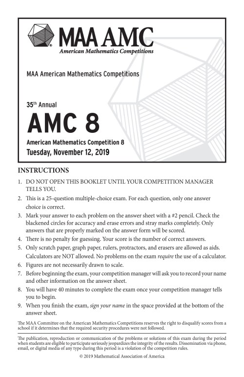 2019 AMC 8 Problems and Answers | Ivy League Education Center